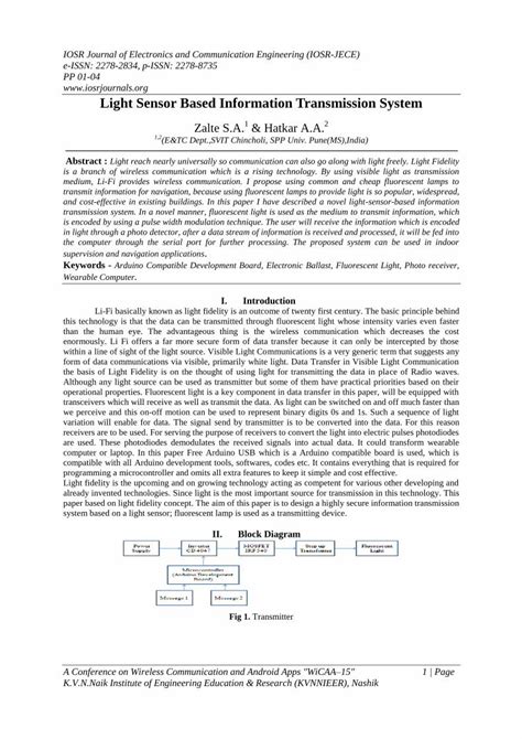 Pdf Light Sensor Based Information Transmission Systemiosrjournals
