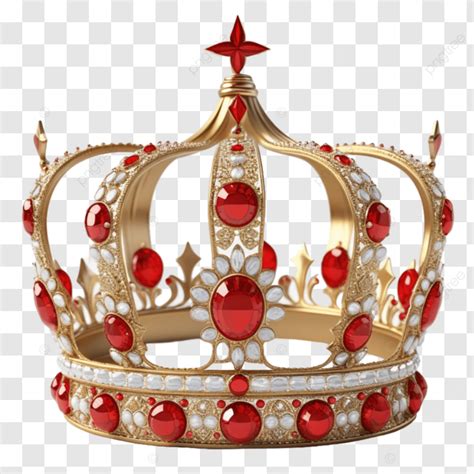 빨간색과 흰색 보석 3d 렌더링으로 황금 왕관 황금 왕관 빨간색과 흰색 보석 왕관 Png 일러스트 및 이미지 에 대한 무료 다운로드 Pngtree