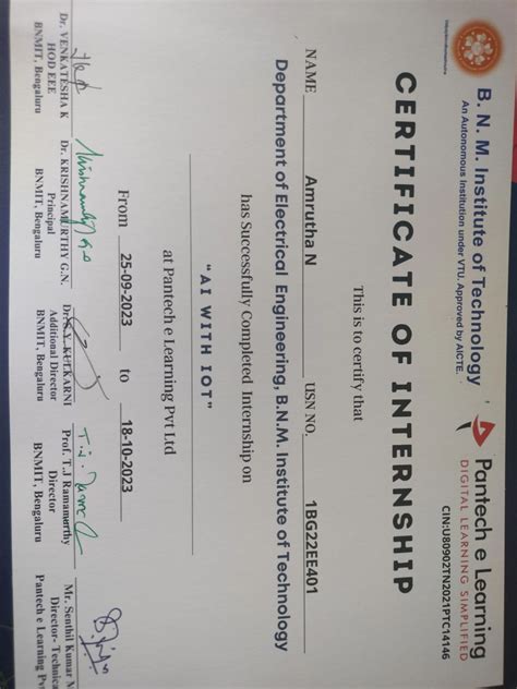 Amrutha N On Linkedin Completed 4 Week Internship On Ai With Iot