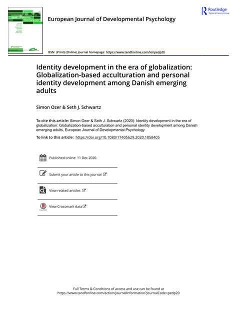 Pdf Identity Development In The Era Of Globalization Globalization Based Acculturation And