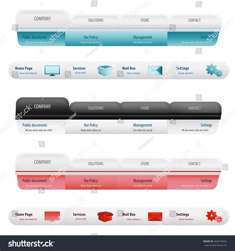 Website Design Menu Navigation Elements Icons Vector De Stock Libre De Regalías 364919642