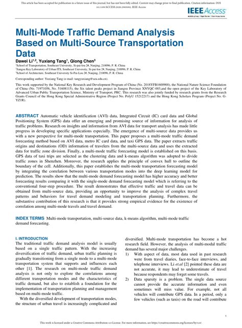 Pdf Multi Mode Traffic Demand Analysis Based On Multi Source Transportation Data