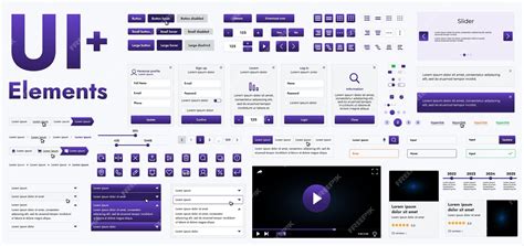 Premium Vector A Set Of Modern Violet Web Interface Elements Designed