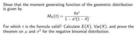 Solved Show That The Moment Generating Function Of The