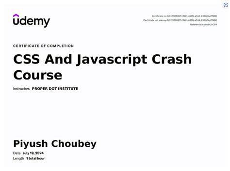 Piyush Chobey On Linkedin Successfully Completion Css And Javascript Crash Course