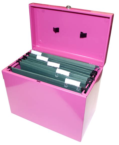 Buy A4 Metal File Box Storage Inc 5 A4 Suspension Files Tabs Inserts Pink Online At