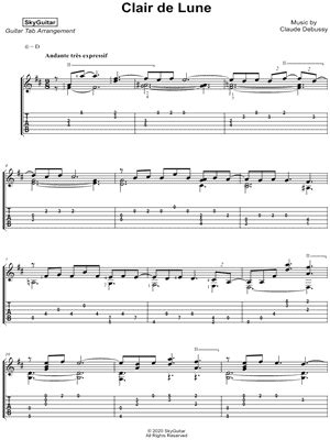 Clair De Lune Guitar Sheet Music To Download And Print
