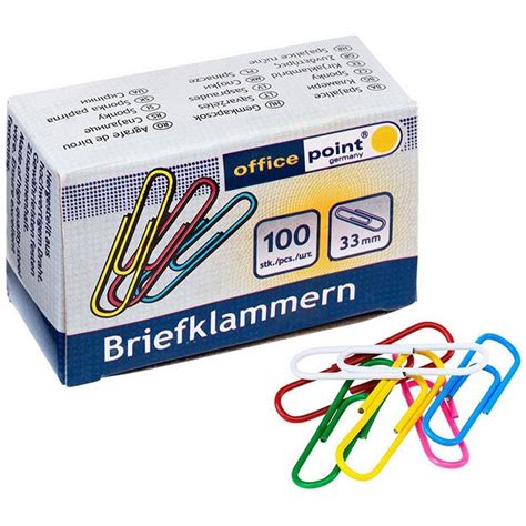 Кламери цветни 33 Mm Office Point 100 бр