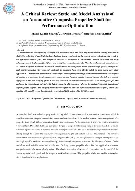 Pdf A Critical Review Static And Model Analysis Of An Automotive