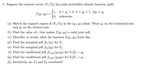 solved 1 suppose the random vector y1 y2 has joint