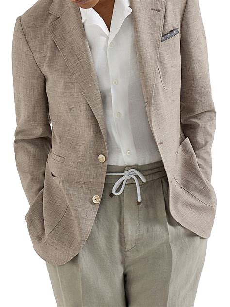 Brunello Cucinelli Wool Silk And Linen Slubbed Fresco Deconstructed
