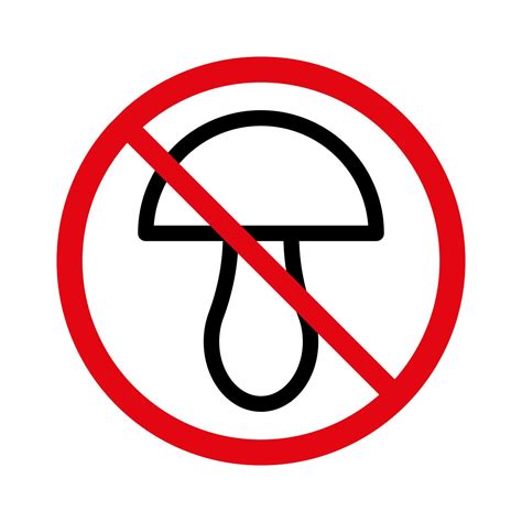 No Mushroom Sign Vector Illustration Isolated On White Background