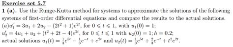 solved 1 a use the runge kutta method for systems to