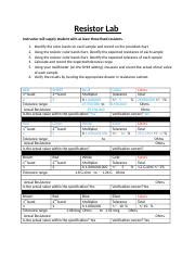 Resistor Lab Identifying Resistance And Tolerance With Color Course Hero