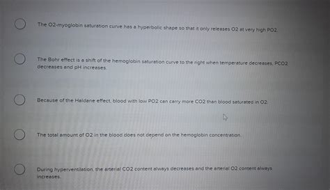 Solved The O2 Myoglobin Saturation Curve Has A Hyperbolic