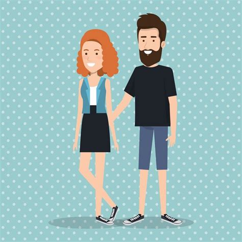 Pareja Joven Avatares Personajes Vector Gratis