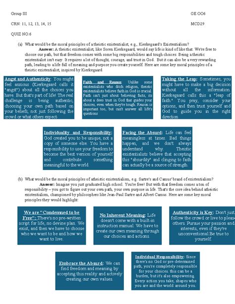 Quiz 6 Unlike Some Existentialists Who Ditch Religion Theistic