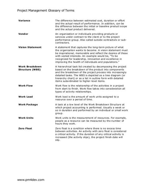 Project Management Glossary Of Terms
