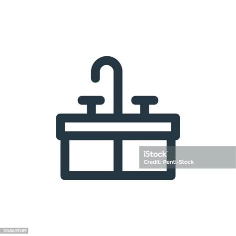 벡터 아이콘을 싱크합니다 편집 가능한 스트로크를 가라앉히기 웹 및 모바일 앱 로고 인쇄 매체에 사용하기 위한 선형 기호를 싱크합니다 얇은 선 그림 벡터 격리 된 윤곽선