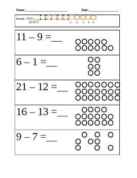 Subtraction Counter Worksheet By Brittney Gleason TpT