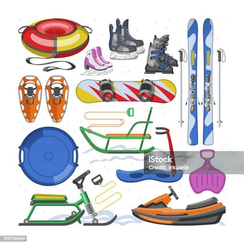 겨울 스포츠 장비 벡터 익스트림 스노우 보드 스키 스키폴 스노우 슈와 스노우 보드 부츠 일러스트 레이 션 겨울 세트 스노우 스키 썰매 명소 흰색 배경에 고립 스키타기에 대한