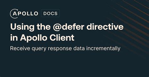 Using The Defer Directive In Apollo Client Apollo Graphql Docs