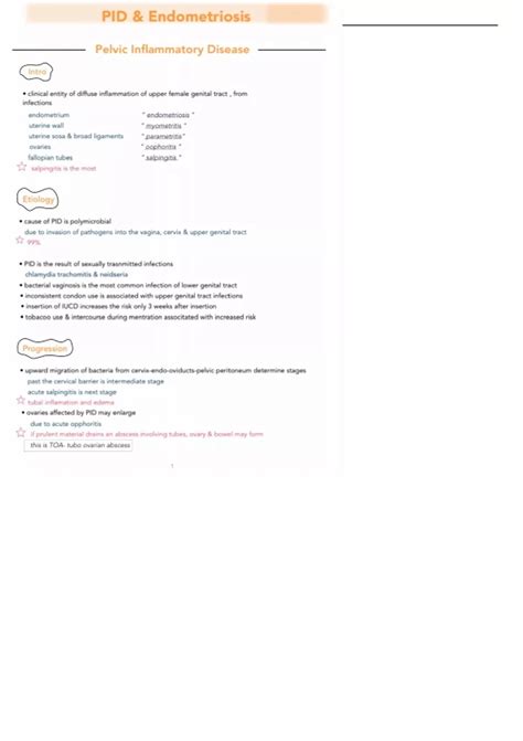 Summary 7 Pid And Endometriosis Obgyn Ultrasound Dms Stuvia Us