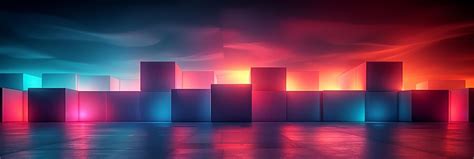 Geometric Overlapping Cuboids Red Blue Premium Ai Generated Image