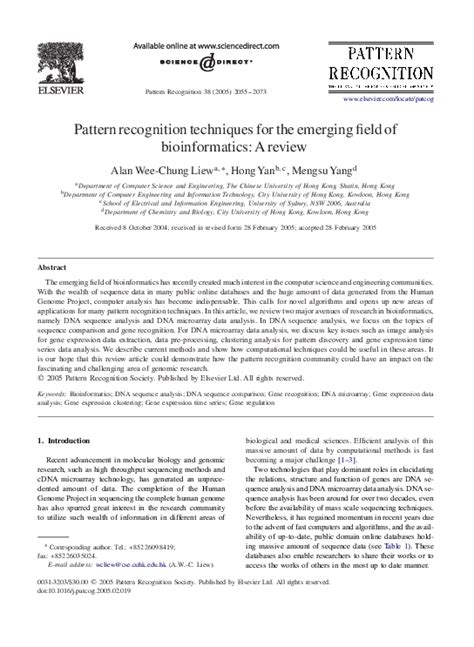 Pdf Pattern Recognition Techniques For The Emerging Field Of