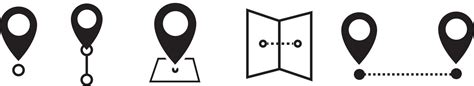 Location Pin Map Line Icon Set Compass Map Distance Direction Minimal Vector Illustration