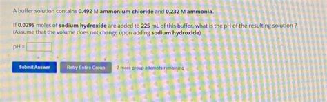 solved a buffer solution contains 0 322m ammonium chloride