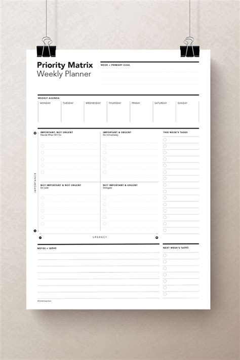 Weekly Task Priority Matrix Eisenhower Matrix Rumble Design Store Eisenhower Matrix Task