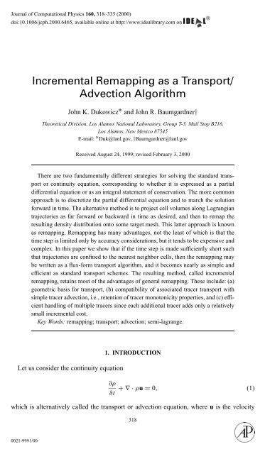 Incremental Remapping As A Transport Advection Algorithm