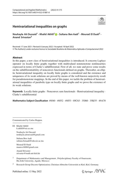 Pdf Hemivariational Inequalities On Graphs