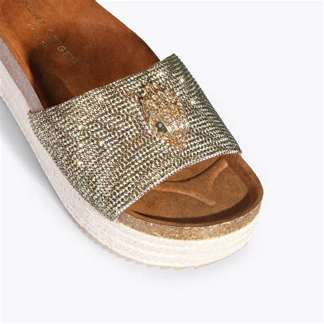 Kensington Flatform Houndstooth Crystal Platform Sandals By Kurt Geiger