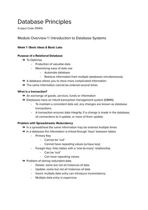 Database Principles Database Principles Subject Code B Module Overview Introduction
