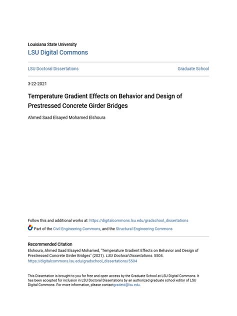 Temperature Gradient Effects On Behavior And Design Of Prestresse Pdf