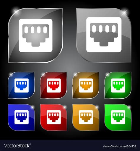 Cable Rj45 Patch Cord Icon Sign Set Of Ten Vector Image