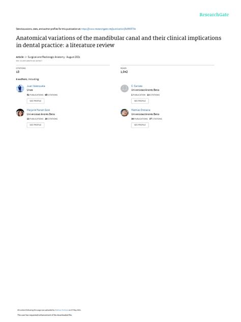 Anatomical Variations Of The Mandibular Canal And Pdf Surgery Anesthesia