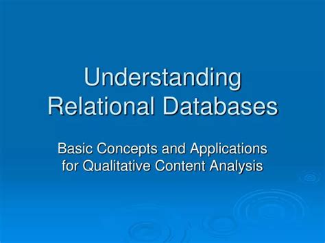Ppt Understanding Relational Databases Powerpoint Presentation Free