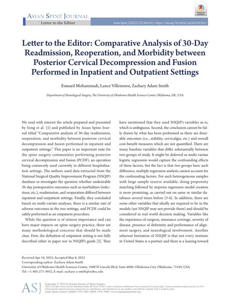 Pdf Letter To The Editor Comparative Analysis Of 30 Day Readmission Reoperation And