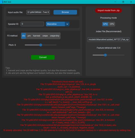 Rvc Gui Traceback Most Recent Calls Error Rapps
