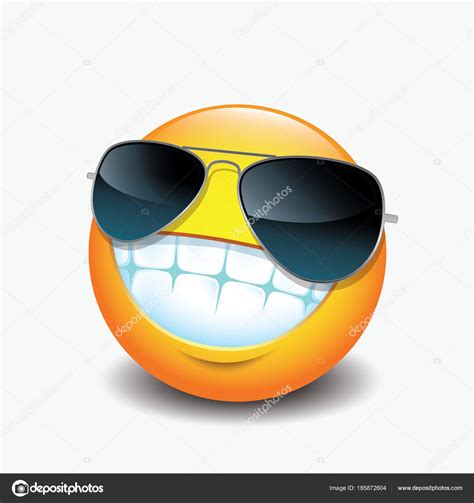 Cute Smiling Emoticon Wearing Black Sunglasses Emoji Vector 58 Off