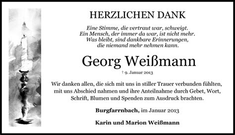 Traueranzeigen Von Georg Weißmann Trauer Nn De