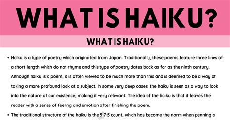 Haiku Definition And Useful Examples Of Haiku In The English Language ESL