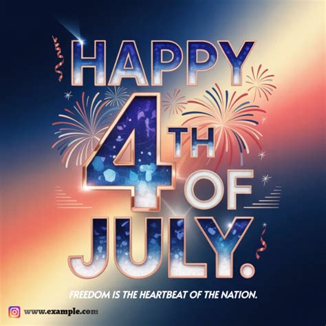 Gradient Happy 4th Of July Fireworks Graphic Independence Day