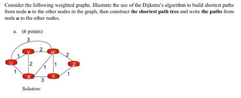 SOLVED Consider The Following Weighted Graphs Illustrate The Use