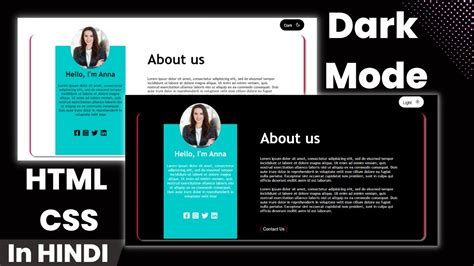 How To Add Dark Mode Toggle With Simple Html Css And Js In Hindi Turn Any Webpage Into Dark Mode