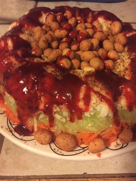 Jicama Cucumber Carrot Bundt Cake With Chamoy And Japanese Style Peanuts