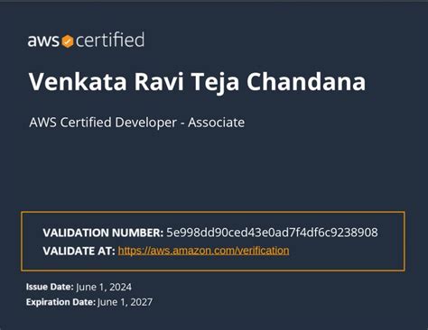 I Earned Aws Certified Developer Associate Venkata Ravi Teja